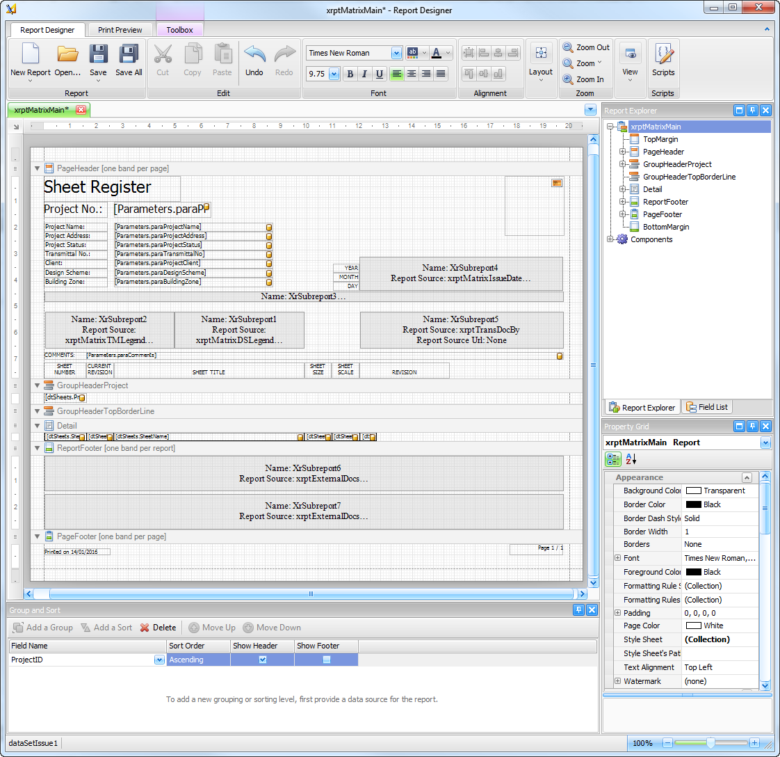 RTV Drawing Manager Report Designer | RTV Tools Help Wiki