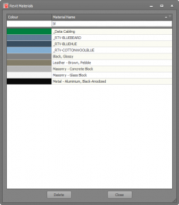RTV Paint – View Revit Project Materials – RTV Tools Help Wiki